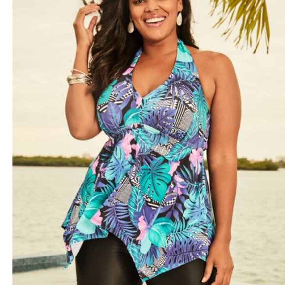 Swimsuits For All | Swim | Nwt Halter Hankie Hem Tankini Top Swimsuits ...
